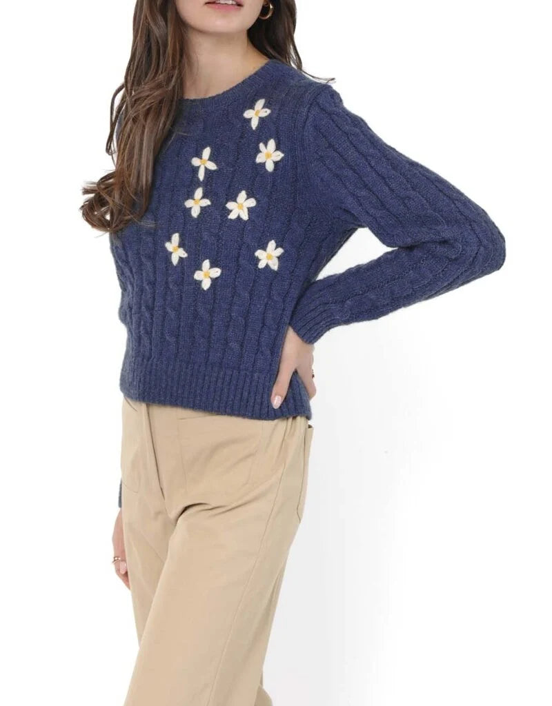 Sadie & Sage Lulu Embroidered Daisy Sweater – Locke’s Lifestyle ...